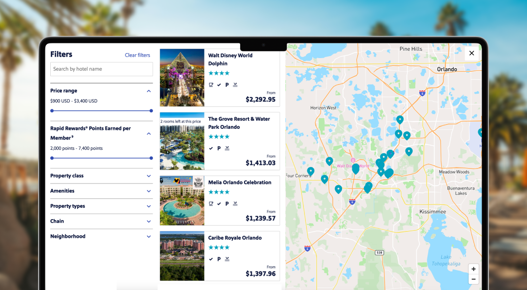 Getaways by Southwest builds with Mapbox